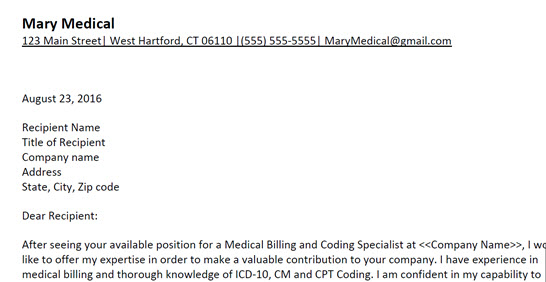 Medical Coding And Billing Cover Letter Sample 2 AIGrads